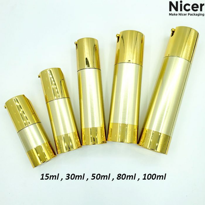 Wholesale 80ml Golden color plastic airless bottle with golden pump ...