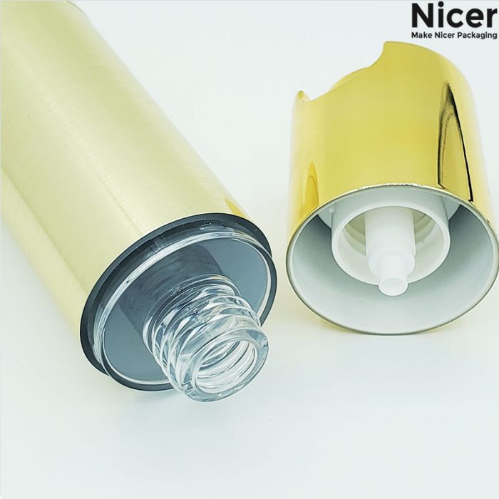Wholesale 80ml Golden color plastic airless bottle with golden pump ...